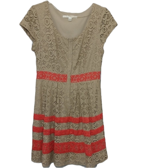 LC Lauren Conrad | Dresses | Lauren Conrad Lacey Khaki And Peach Dress ...
